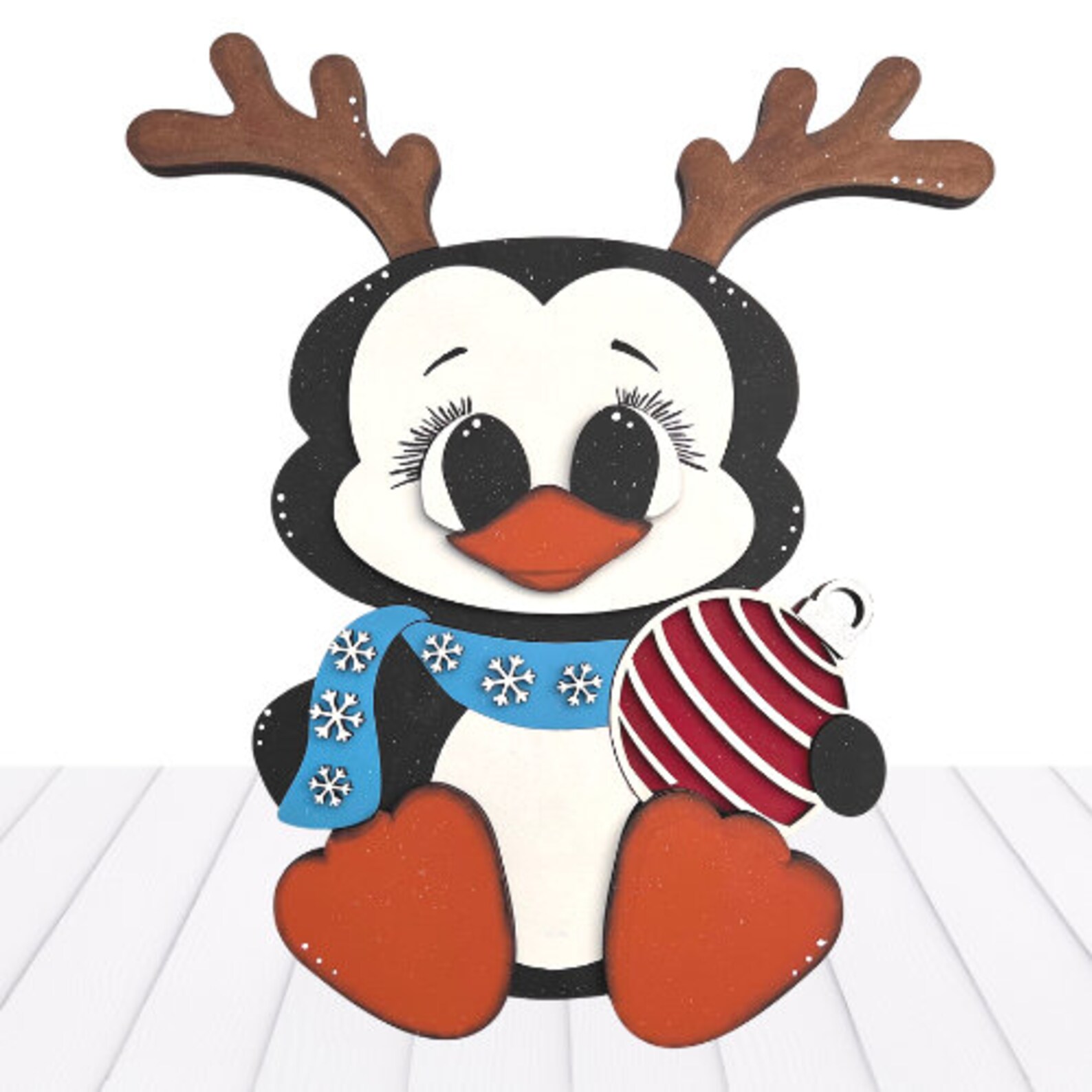 Wood Cut Out, Unfinished Cutout, Wood Door Hanger, Christmas Penguin ...