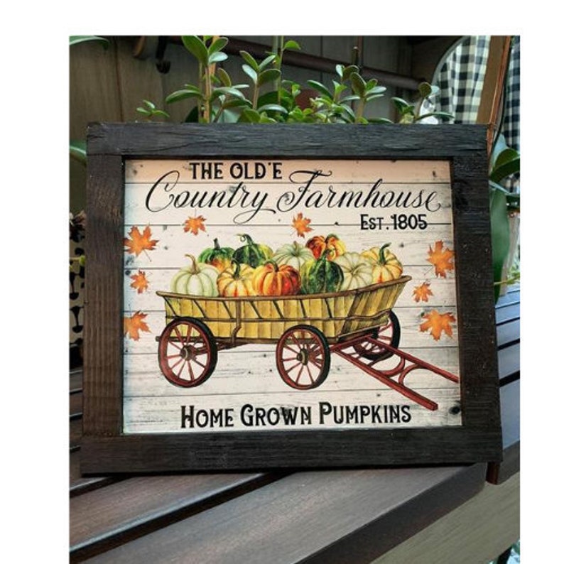 Fall Sign, Pumpkin Sign, Wood Frame Sign, Farmhouse Style, Country ...