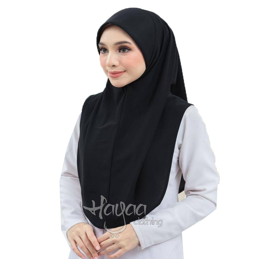 Hayaa Clothing Black Moss Crepe Instant Hijab Express Hijab - Etsy