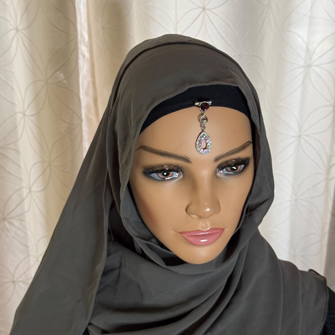 Rhinestones Teardrop Dangling Stick Pin Hijab Pin Tikka - Etsy