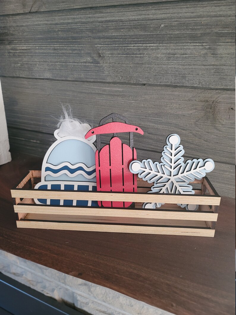 Let It Snow Seasonal Decor Wooden Sled and Snow Flake | Etsy