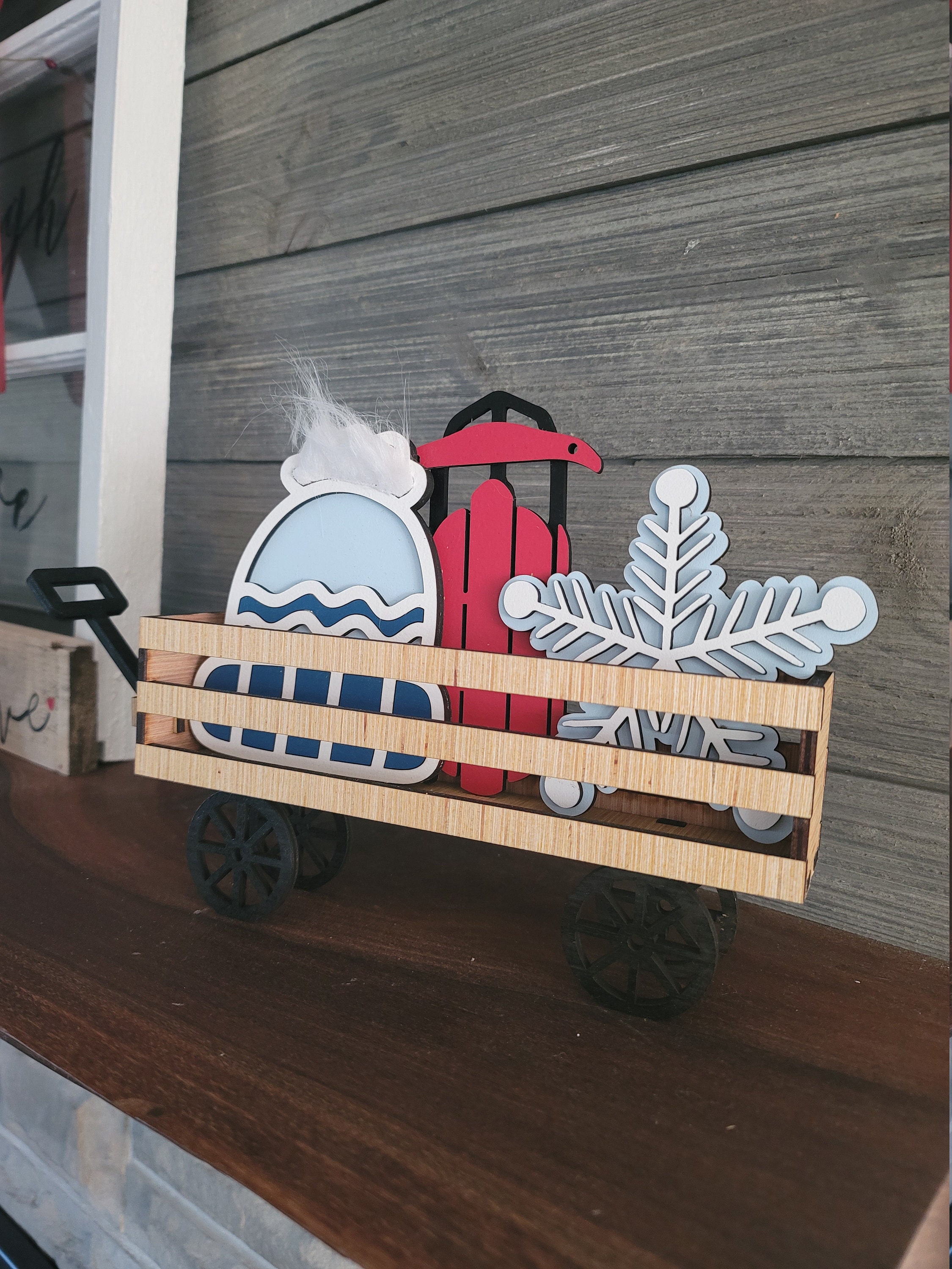 Let It Snow Seasonal Decor Wooden Sled and Snow Flake | Etsy