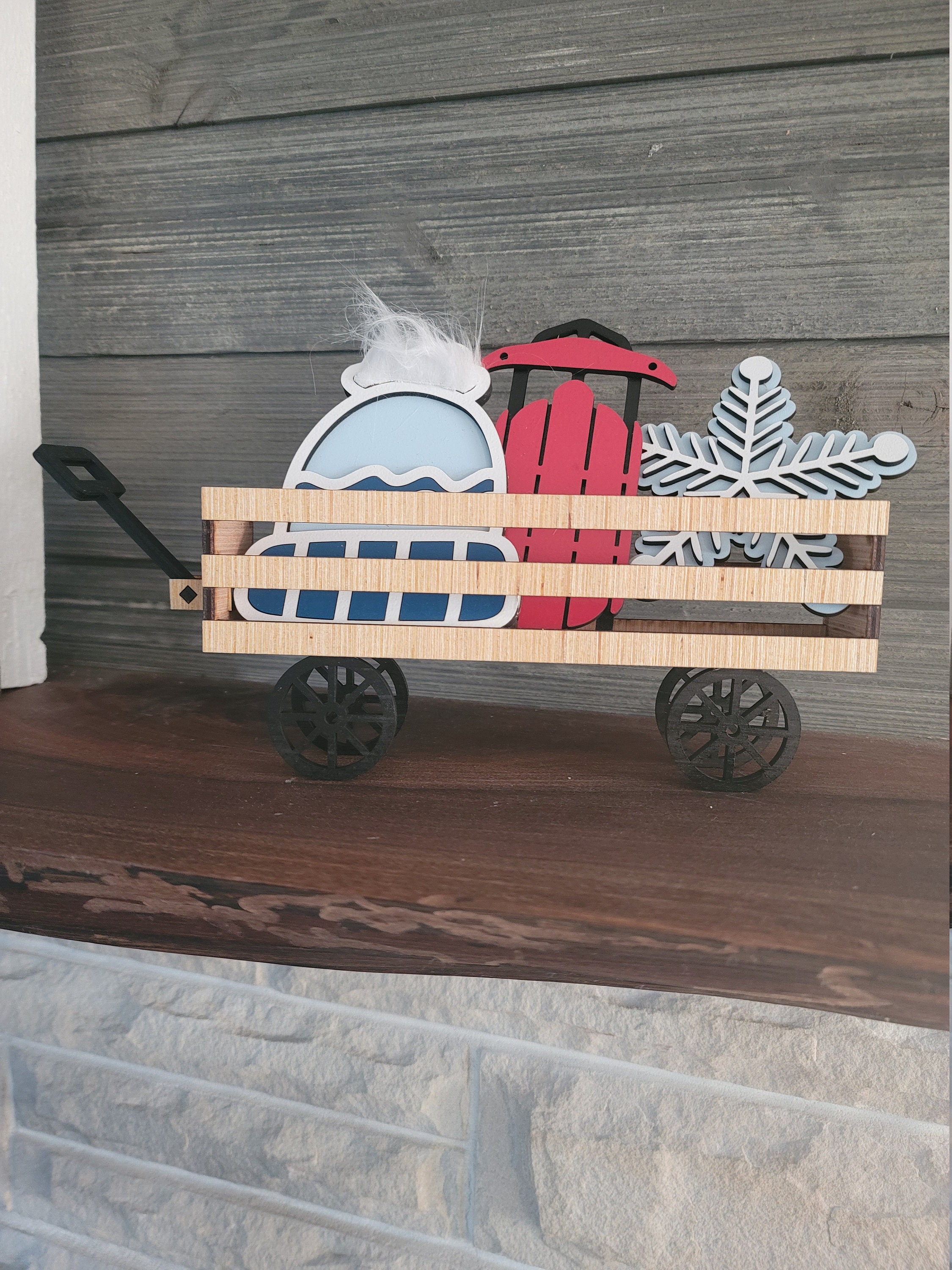 Let It Snow Seasonal Decor Wooden Sled and Snow Flake | Etsy