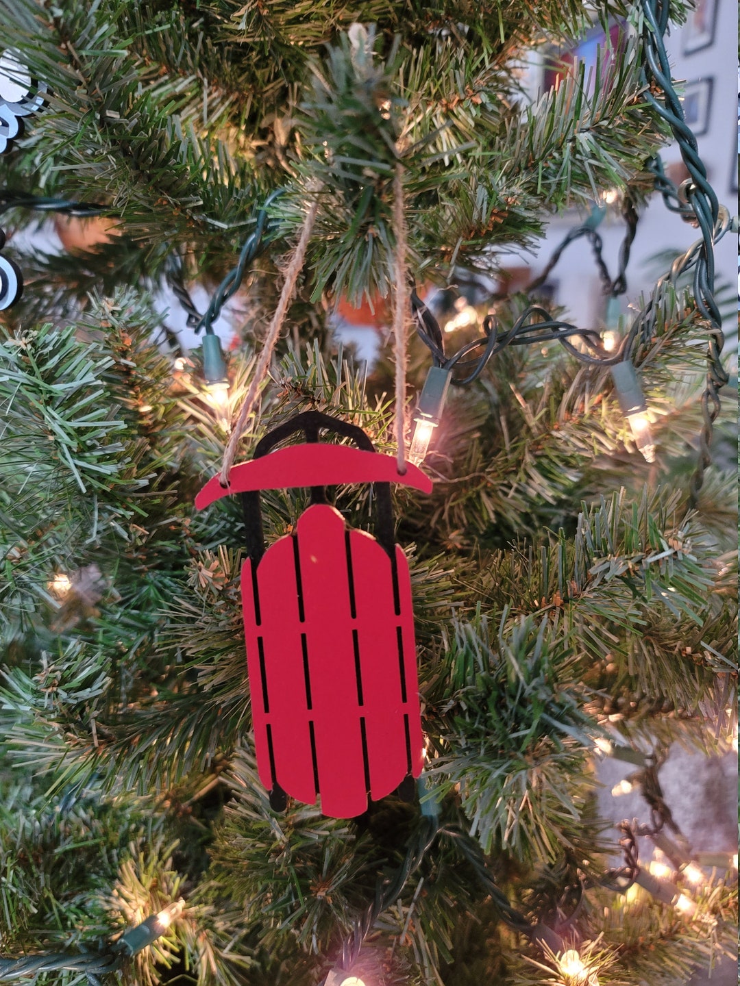 Christmas Sled Ornament: Layered MDF Holiday Decor - Etsy