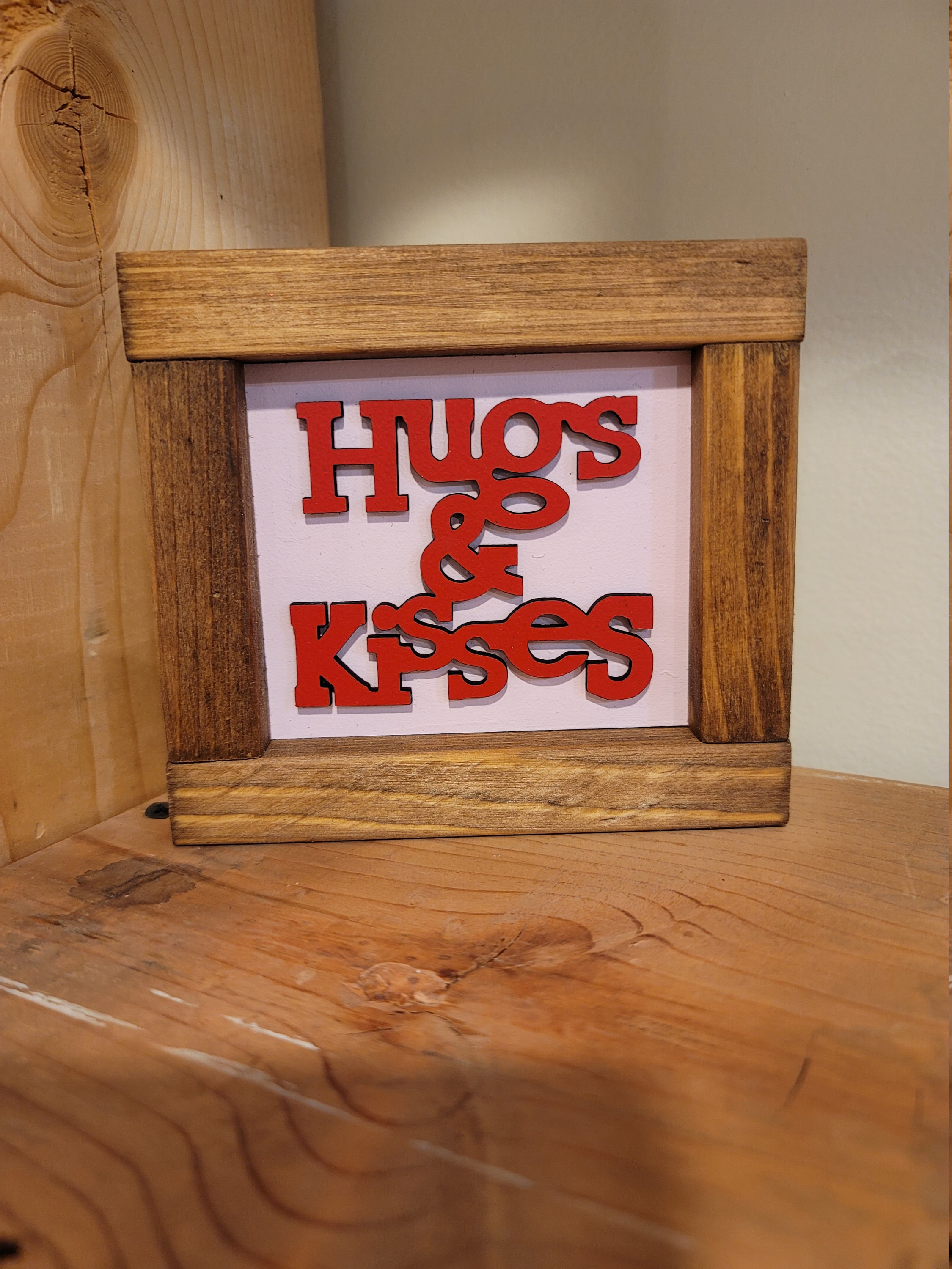 Hugs and Kisses Valentine's day sign small | Etsy