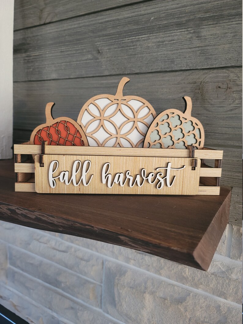 Fall Harvest Wagon and Crate Filler Fall Harvest 3 Pumpkins - Etsy