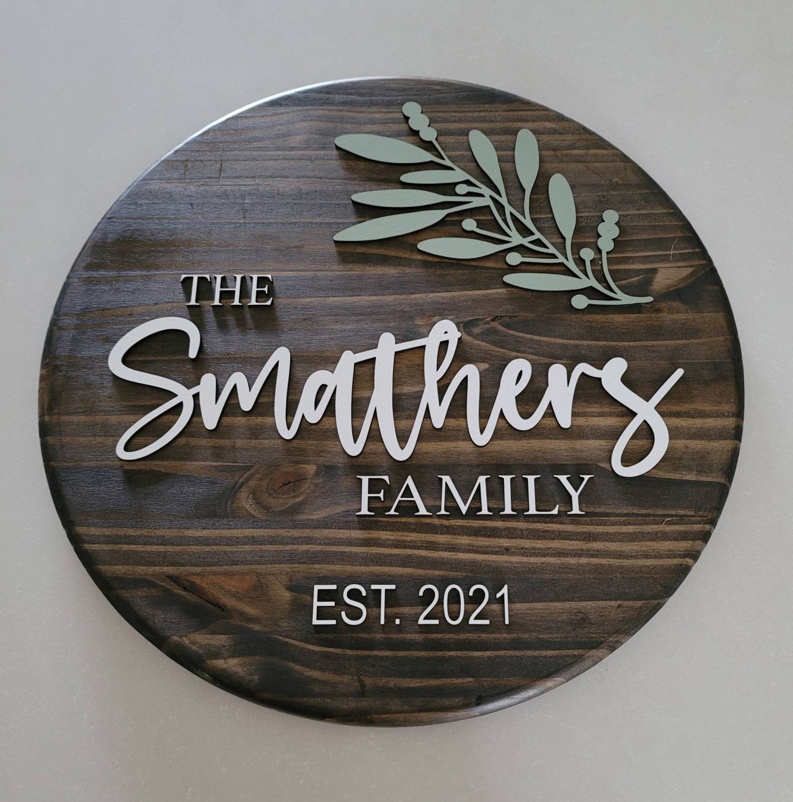 Wedding Gift Name Sign Solid Pine Round Family Est. Sign | Etsy
