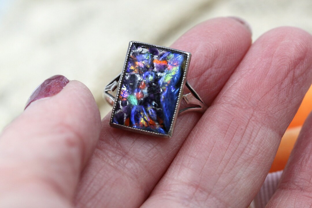 Art Deco Cocktail Ring, TLM Sterling Silver Adjustable Ring, Antique ...