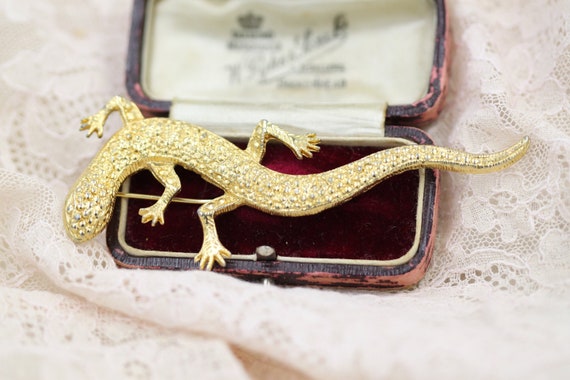 Vintage Lizard Brooch Statement Big Gold Lizard Brooch 1970s | Etsy UK