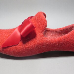 Ruby Red Clogs With Beautiful Silk Ribbons, Handmade Wet Felted Eco ...