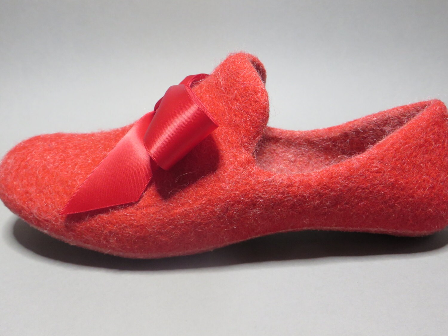 Ruby Red Clogs With Beautiful Silk Ribbons, Handmade Wet Felted Eco ...