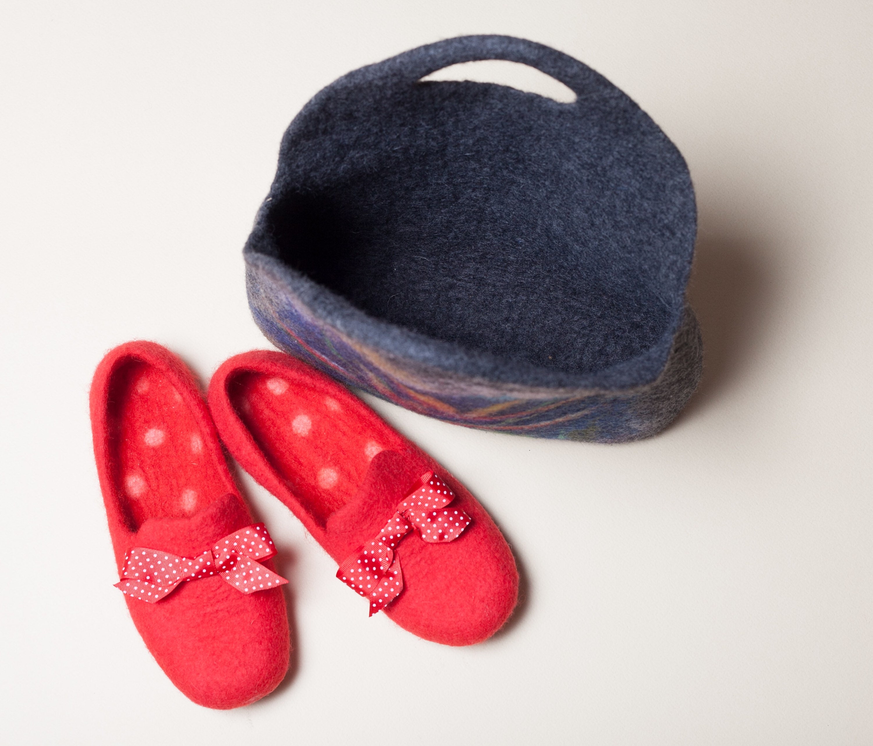 Ruby Red Clogs With Beautiful Silk Ribbons, Handmade Wet Felted Eco ...