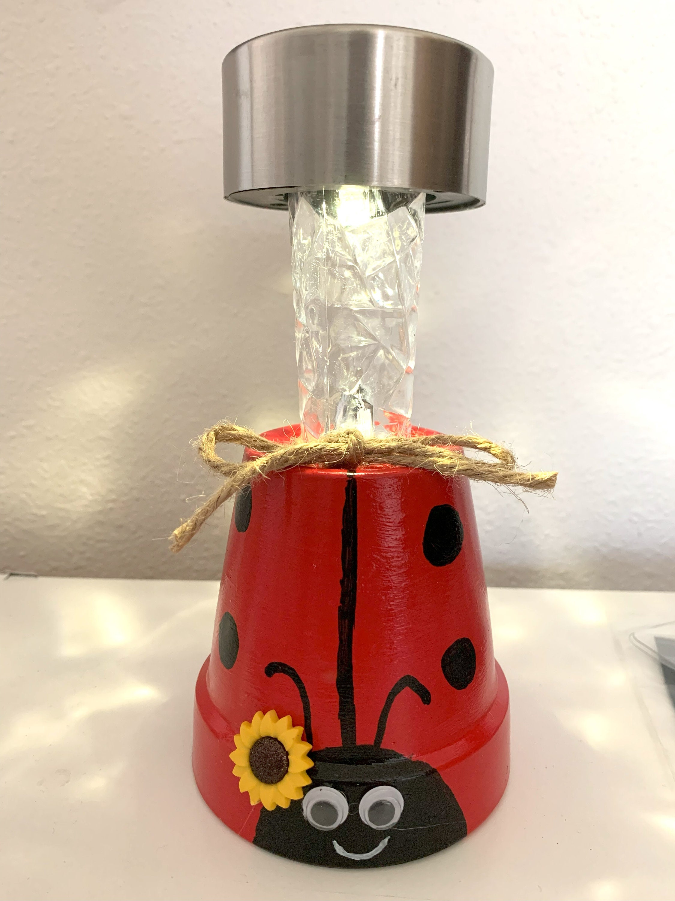Clay Pot Ladybug Solar Light - Etsy