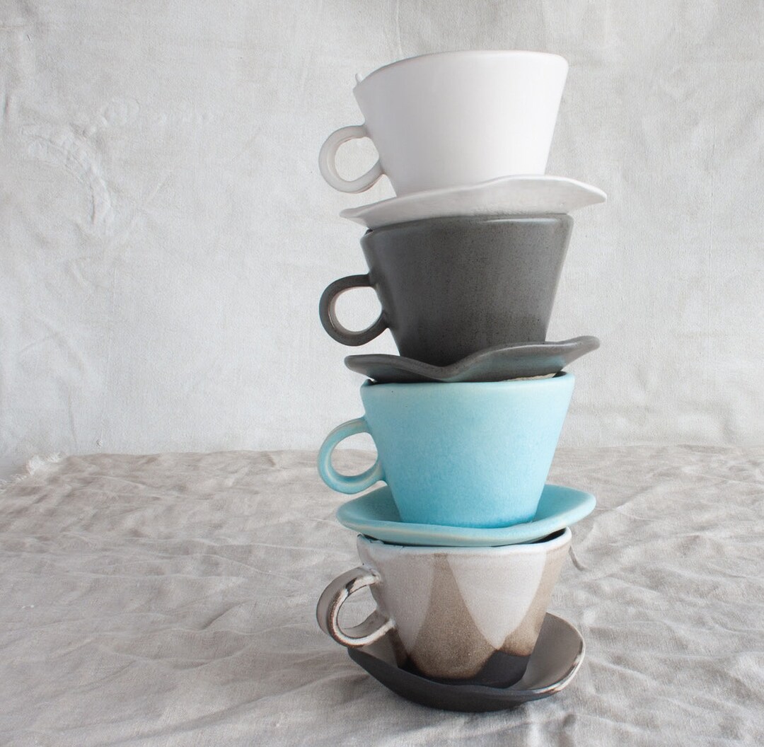 Tea Cup and Saucer Set, Tea Cups, Handmade Mug, Pottery Mug, Gifts for ...