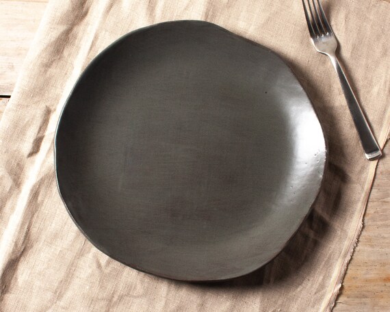 Charcoal Shino Dinner Plate | Etsy