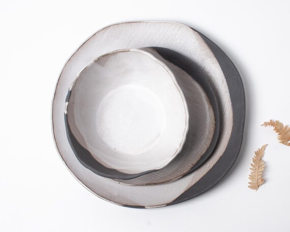 Rustic Pour Over Dinnerware Set 3 Piece Set ceramic dinner | Etsy