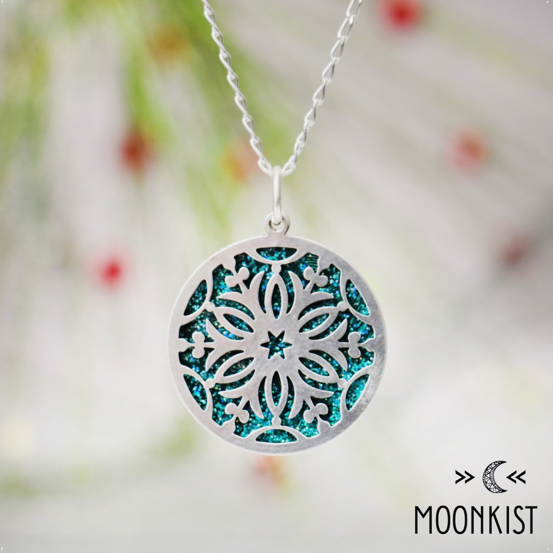 Winter Snowflake Necklace, Festive Blue Snowflake Pendant, Handmade ...