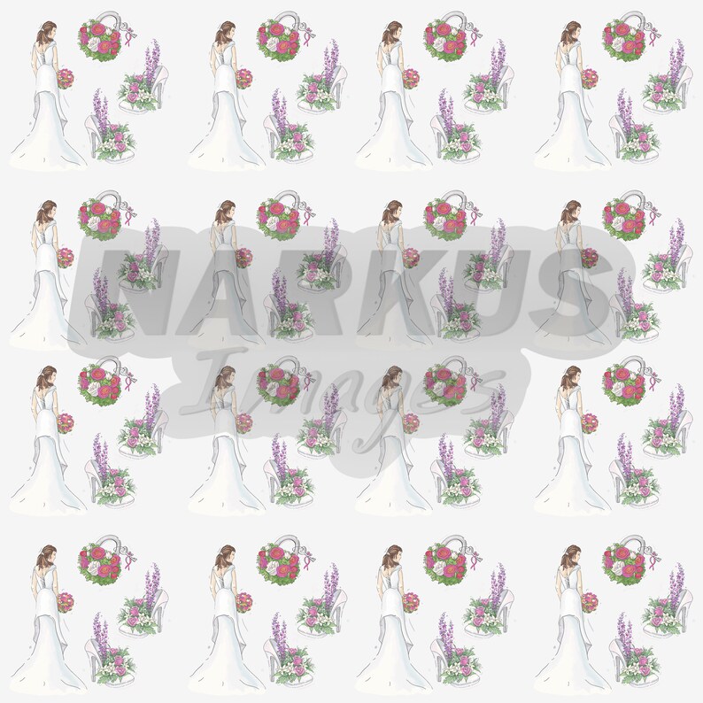 Wedding Seamless Digital Paper Set of 5 Digital Printing Invitations ...