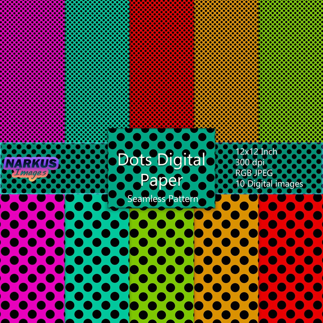 Polka Dots Paper Pack Digital Paper Set of 10 Collection. READY FOR ...