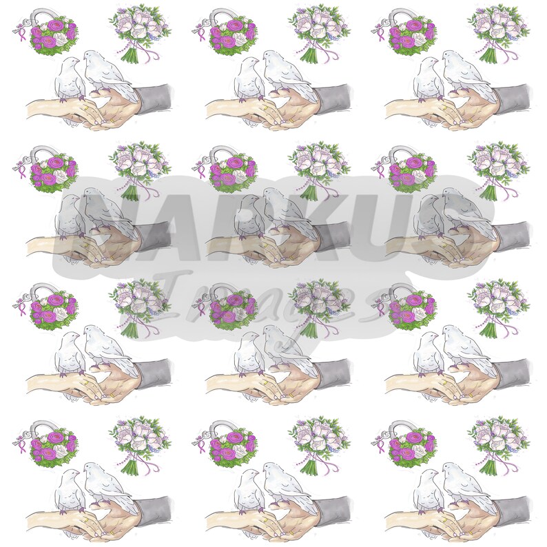 Wedding Seamless Digital Paper Set of 5 Digital Printing Invitations ...