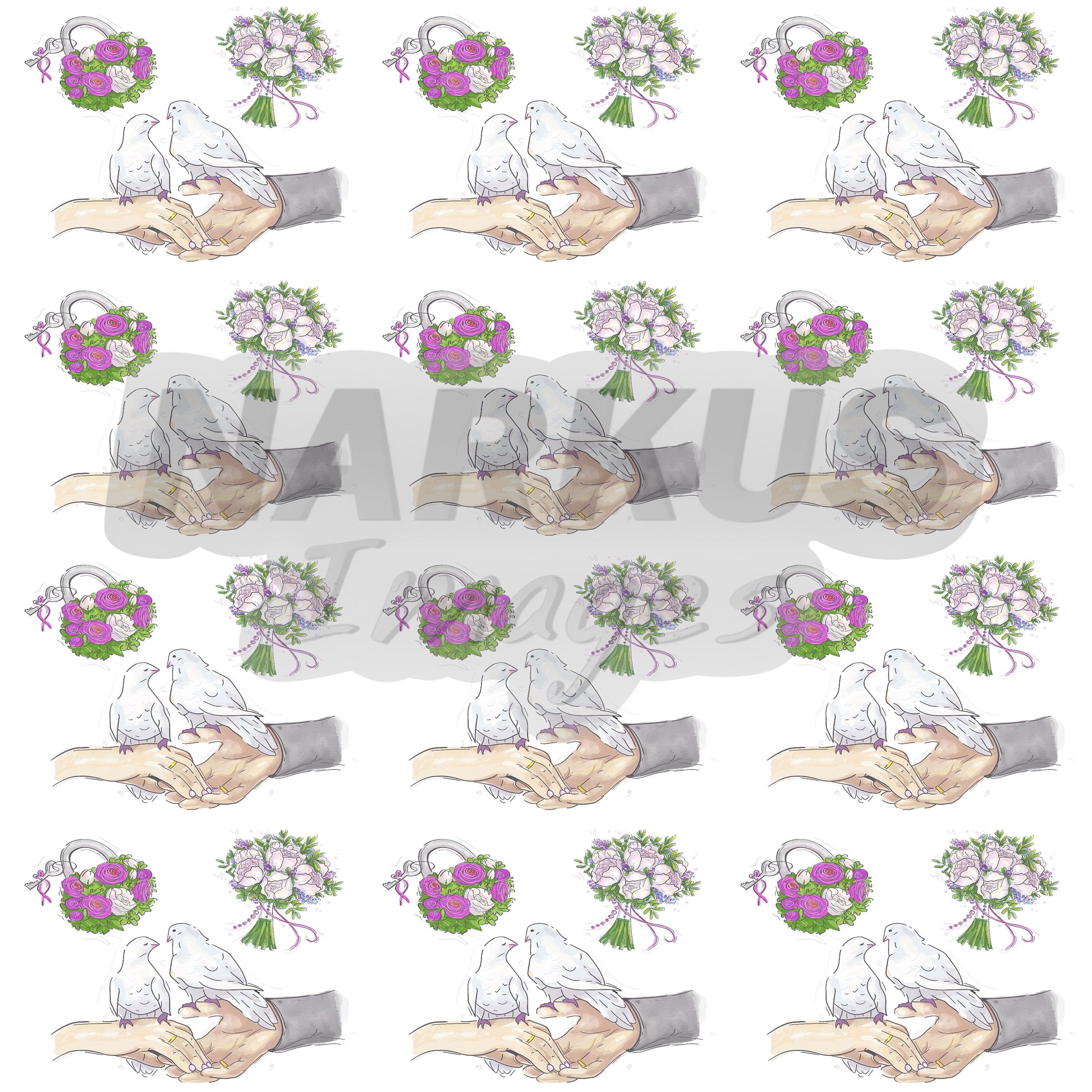 Wedding Seamless Digital Paper Set of 5 Digital Printing Invitations ...