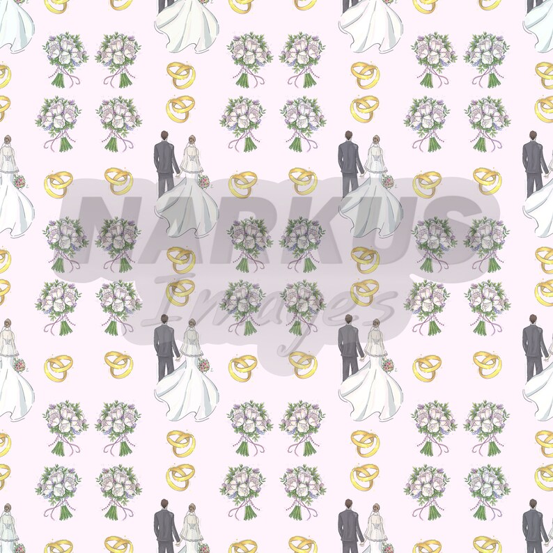 Wedding Seamless Digital Paper Set of 5 Digital Printing Invitations ...