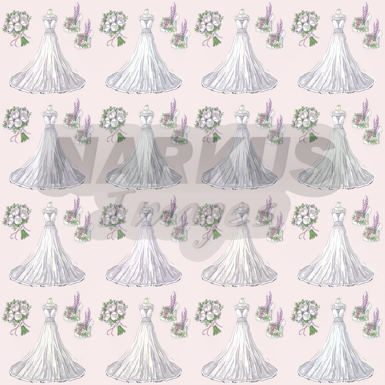 Wedding Seamless Digital Paper Set of 5 Digital Printing Invitations ...