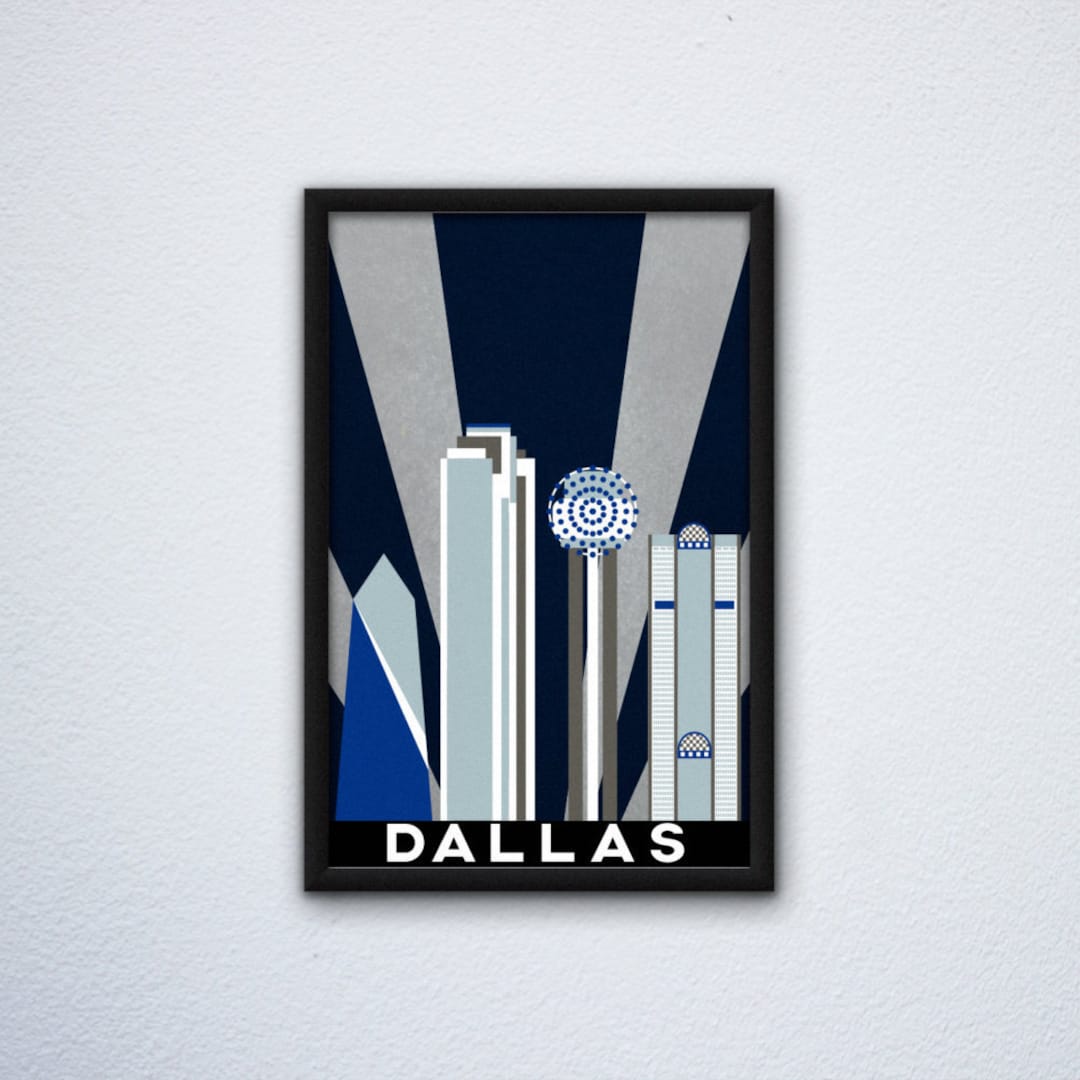 Dallas Skyline Poster Featuring the Iconic Reunion Tower in Dallas ...