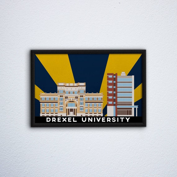 Drexel University Campus Poster Ft. Main Building and Caneris | Etsy