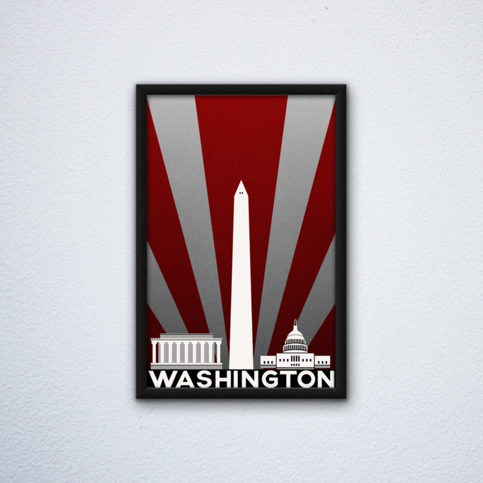 Washington DC Skyline Poster Featuring Washington Monument, Lincoln ...