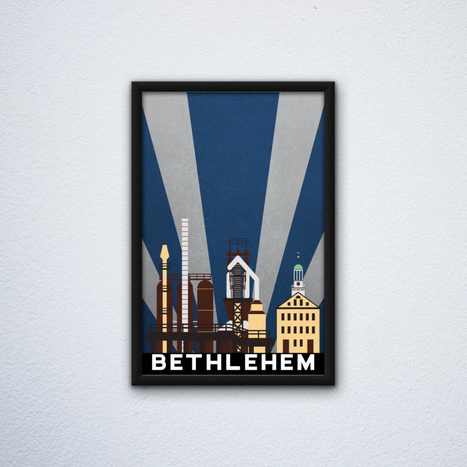 Bethlehem Pennsylvania Skyline Poster Ft. the Iconic Steel Stacks and ...