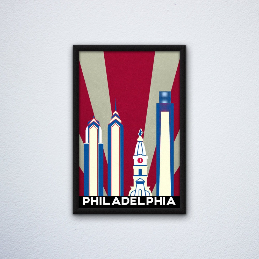 Philadelphia Skyline Poster Ft. City Hall, Liberty Place, and Comcast ...