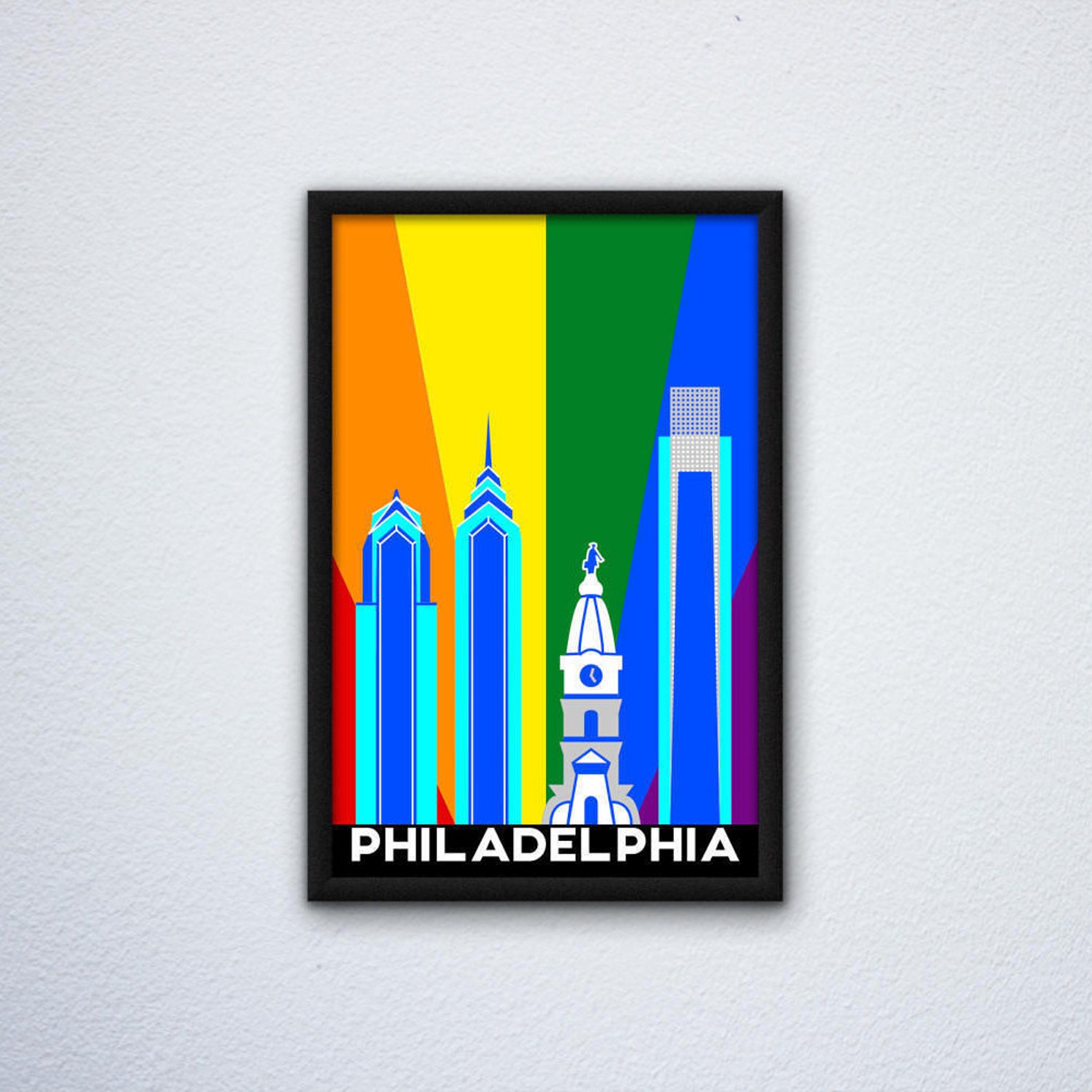 Philadelphia Skyline Poster Ft. City Hall, Liberty Place, and Comcast ...