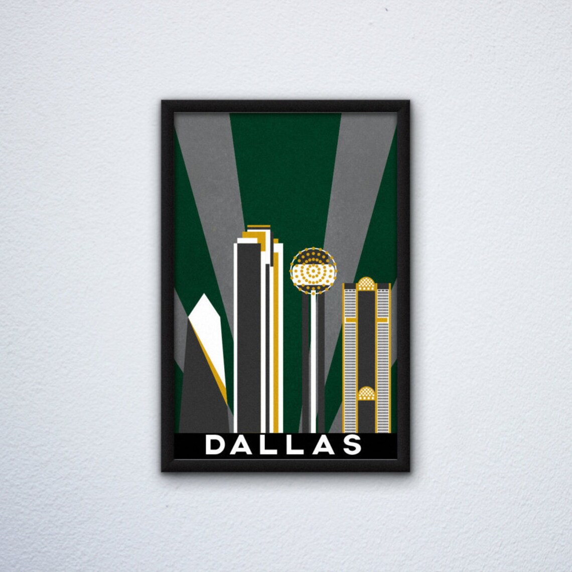 Dallas Skyline Poster Featuring the Iconic Reunion Tower in Dallas ...
