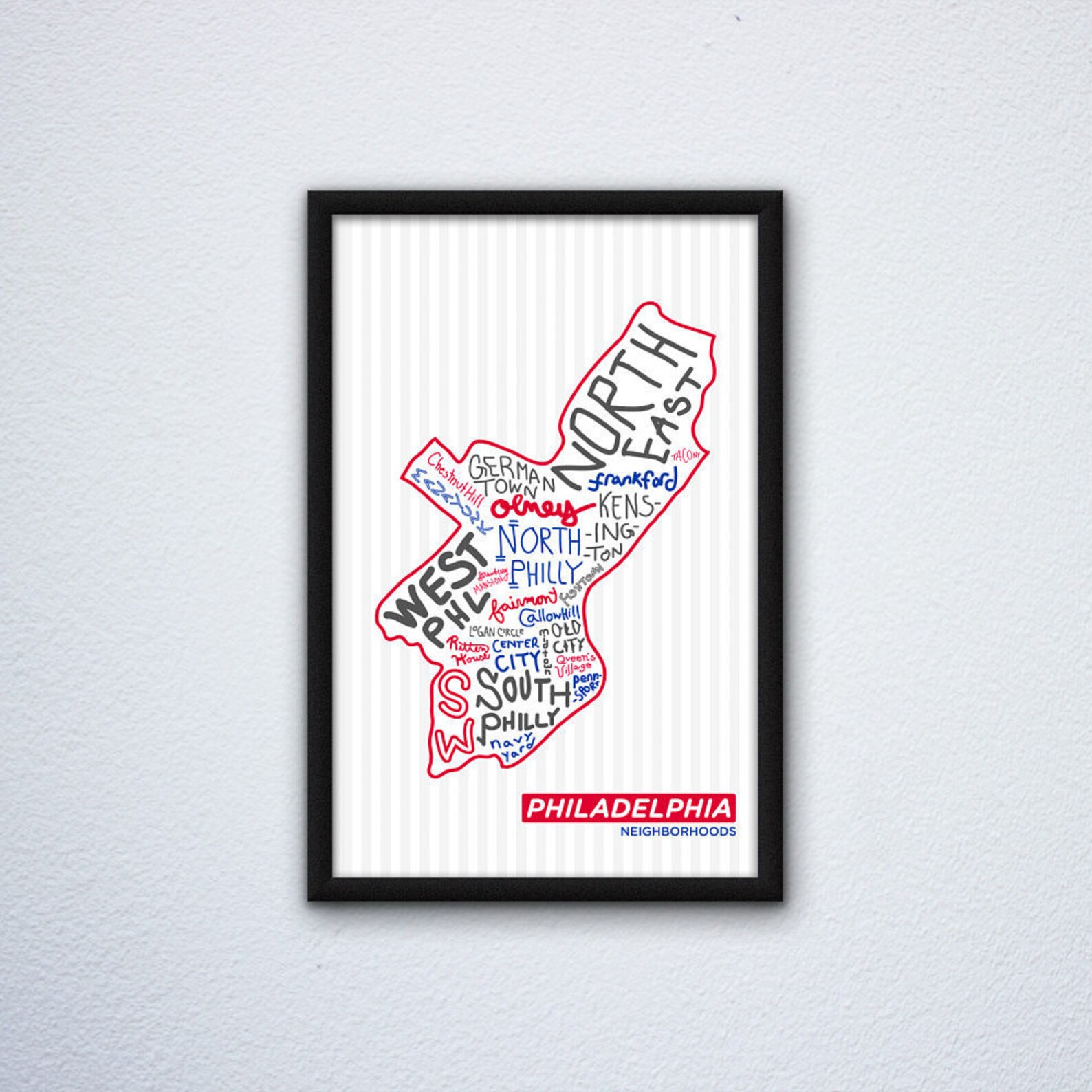 Philadelphia Neighborhoods Map Poster Featuring North Philly, the ...