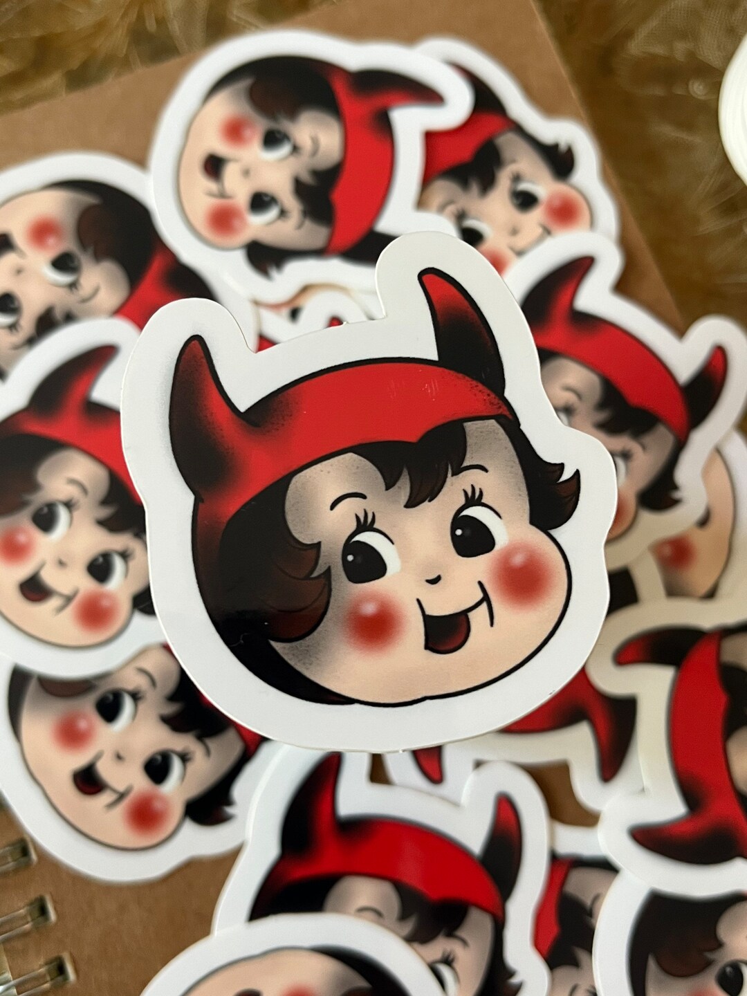 Halloween Sticker Kewpie Doll Devil Spooky Traditional Tattoo - Etsy