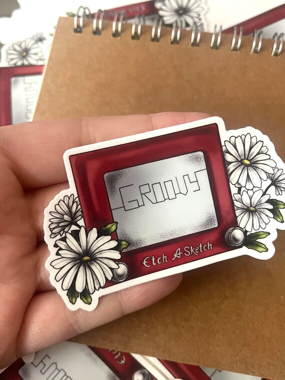Etch-a-sketch Sticker Traditional Tattoo Style 70s Home Decor - Etsy