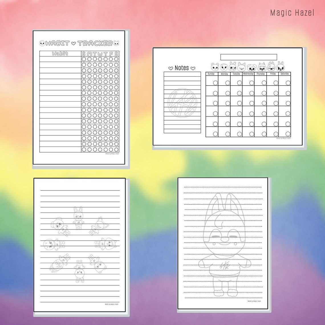 SKZOO Journal Pages Digital Download Printable Monthly Calender Habit ...
