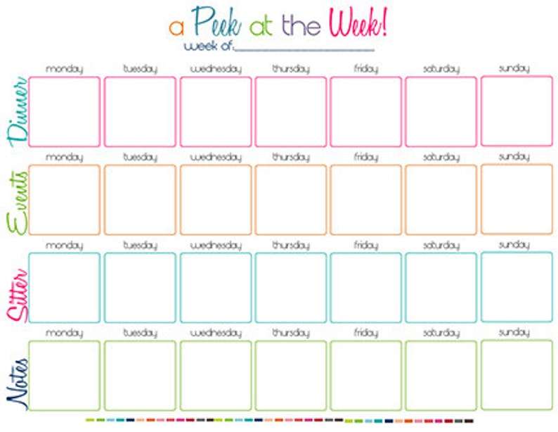 Peek at the Week Organizer - Etsy