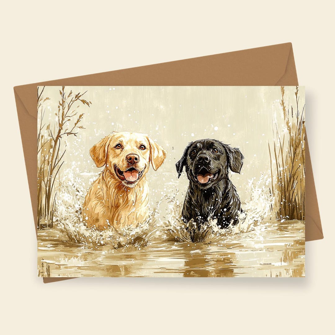 Yellow and Black Lab | Labrador Retriever Pets Card, Blank 5x7 Dog ...
