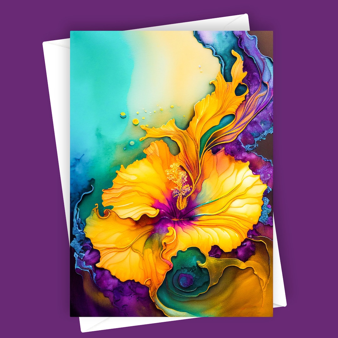 Pua Aloalo | Blank 5x7 Yellow Hawaiian Hibiscus Flower Greeting Card ...