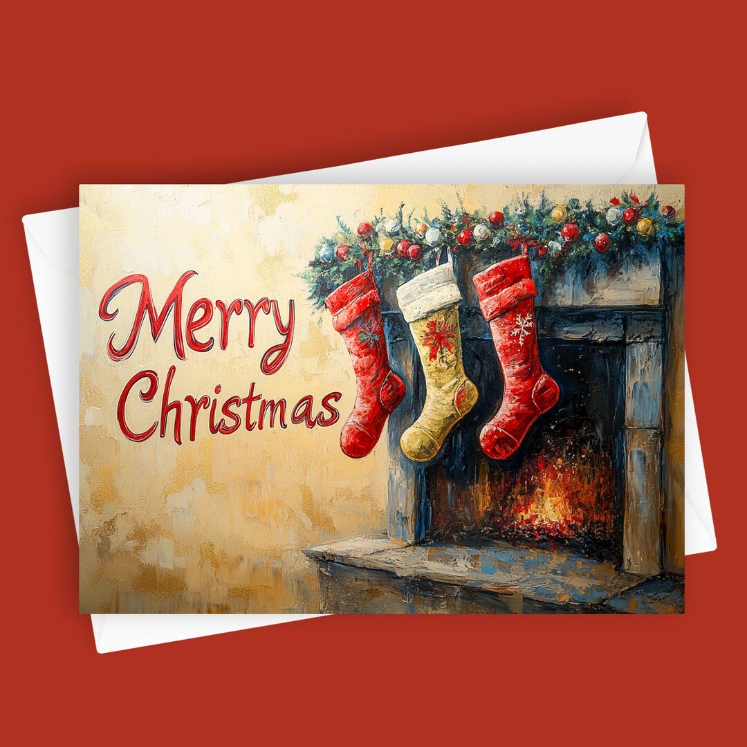 The Stockings Were Hung | Christmas Greeting Card, Blank Holiday Card ...