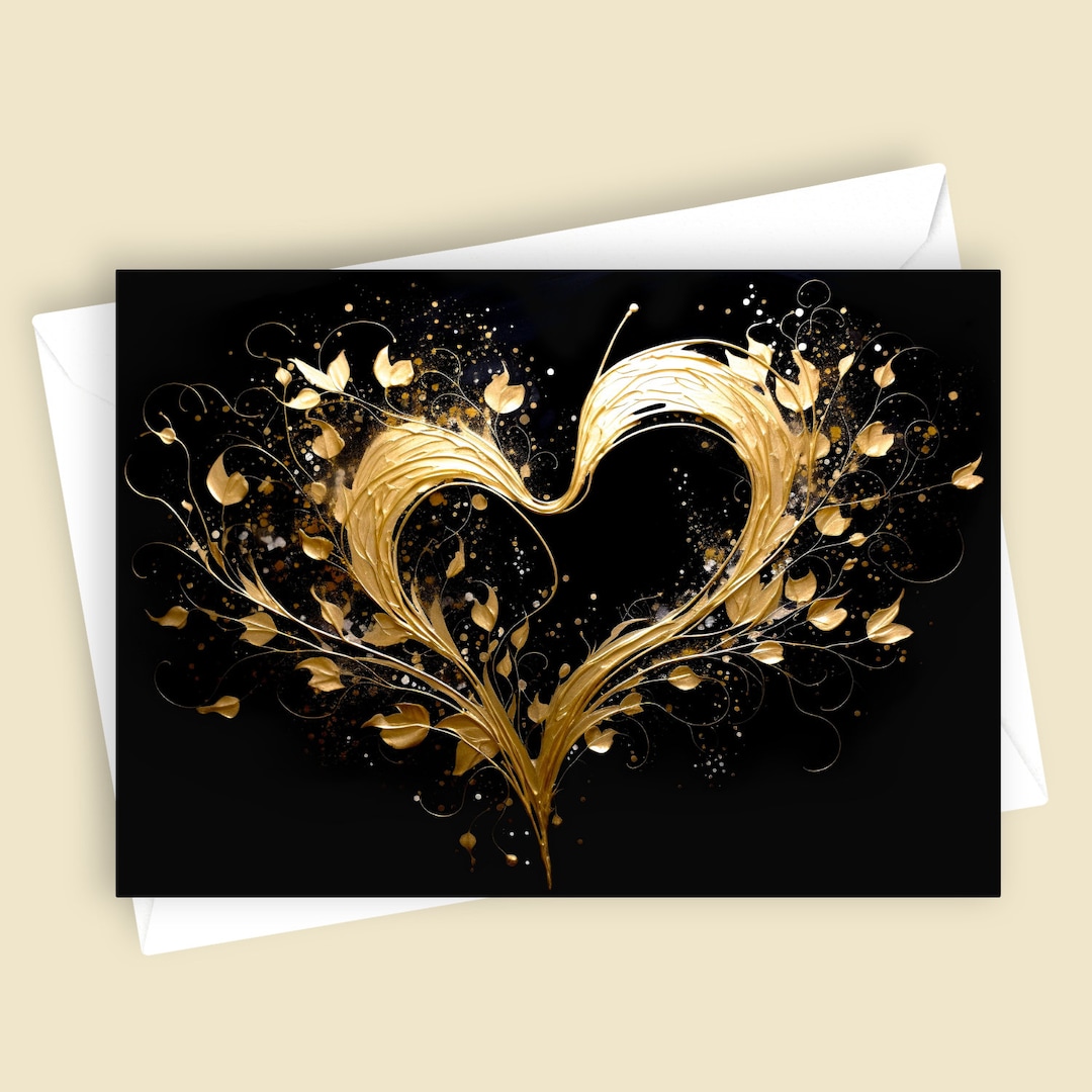 Gilded Heart | Gold Love Card for Wedding, Anniversary, Engagement ...