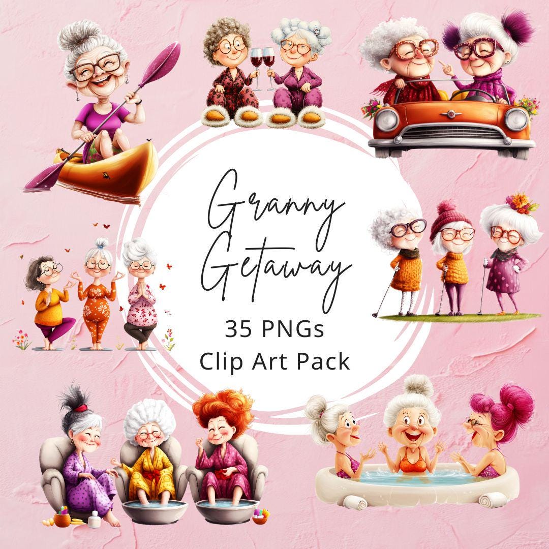 Granny Getaway | Fun Girls Trip Clip Art, Senior Women Pngs, 300 DPI Digital Art, Grandma ...