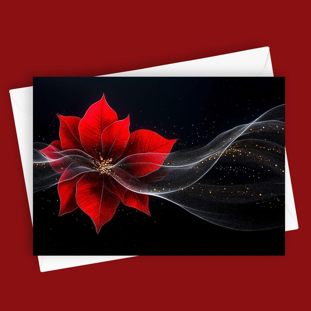 Gold Dust Poinsettia | Christmas Card | Blank 5 X 7 Greeting Card ...
