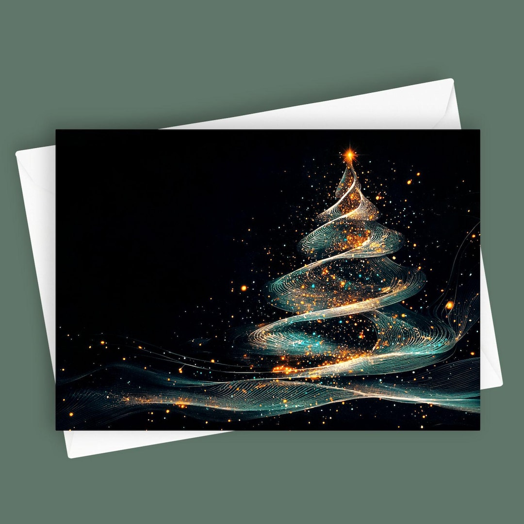 Gold Dust Christmas Tree | Christmas Card | Blank 5 X 7 Greeting Card ...
