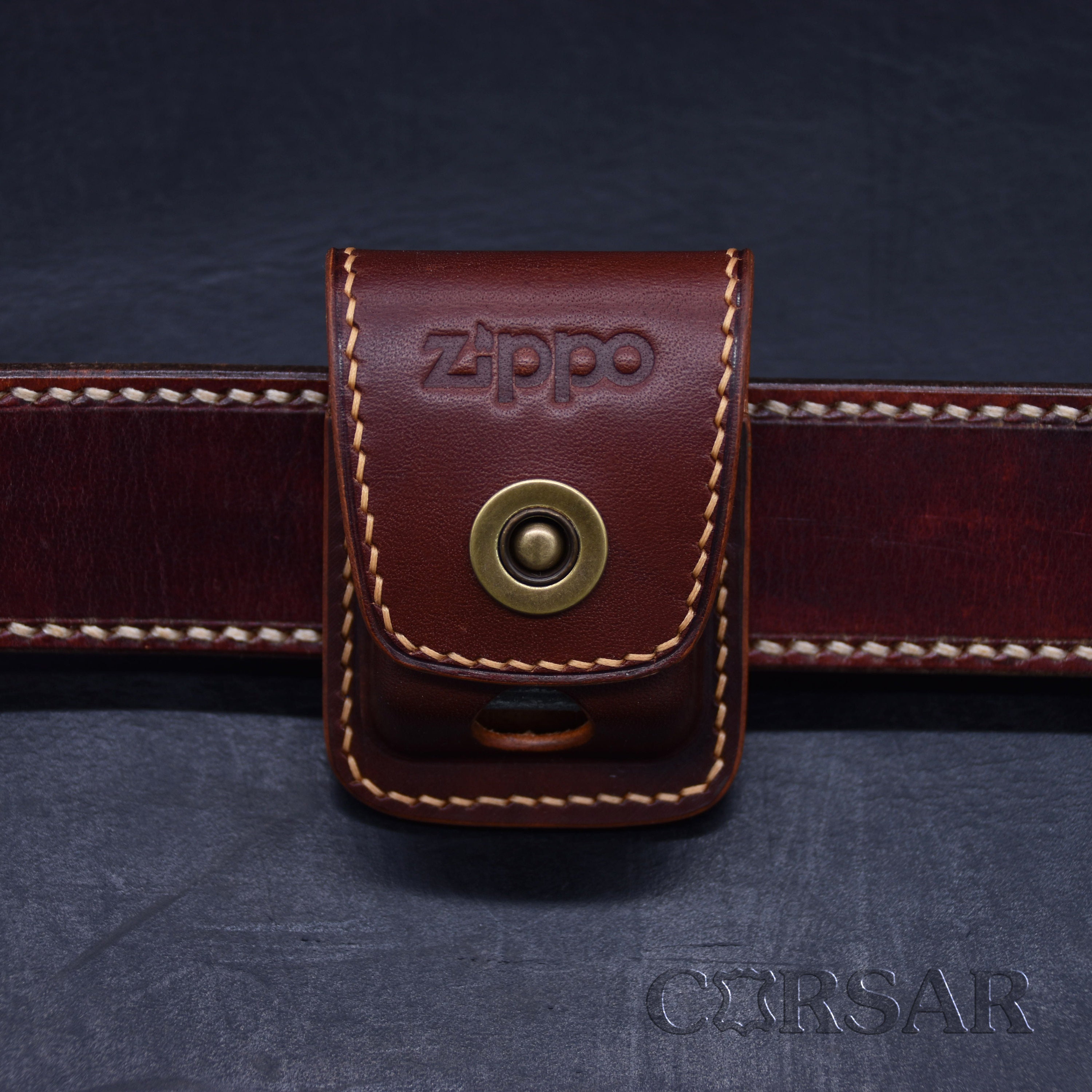 Leather Case for ZIPPO Lighter, Leather Pouch With Belt Loop, Closed ...