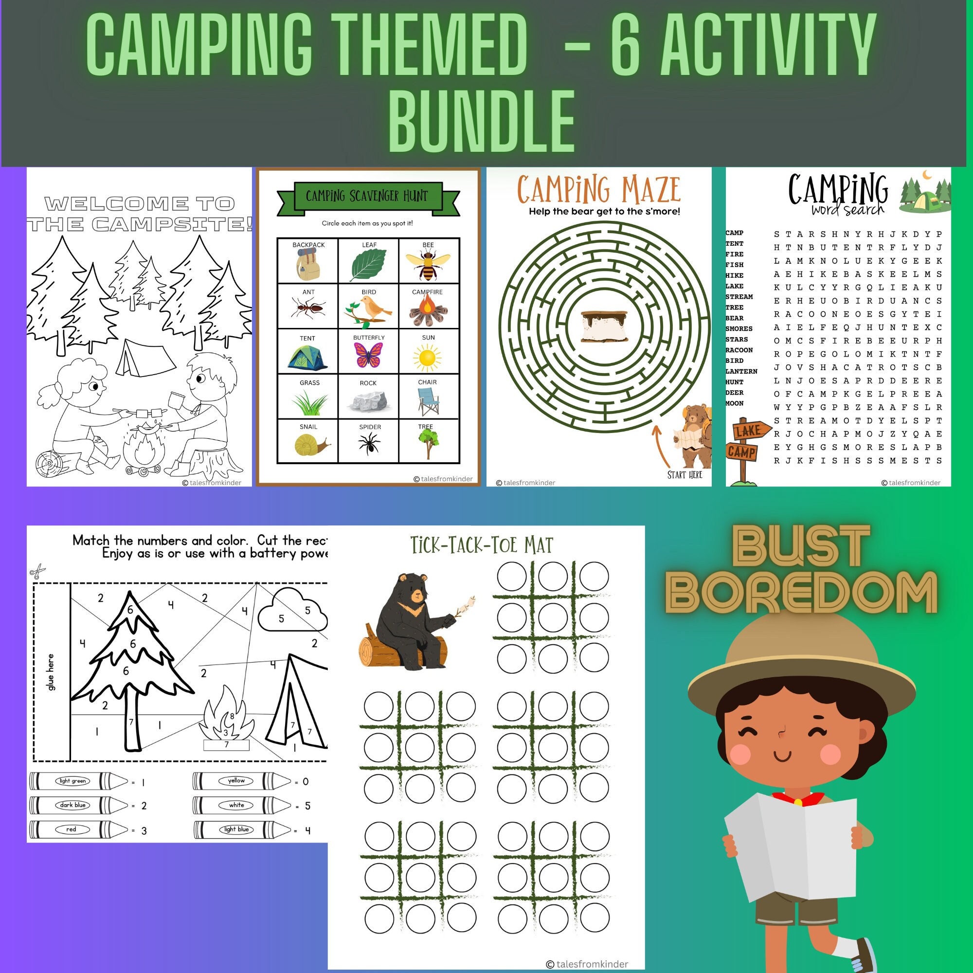 Printable Camping Games Bundle for Kids & Adults | Family Campfire ...