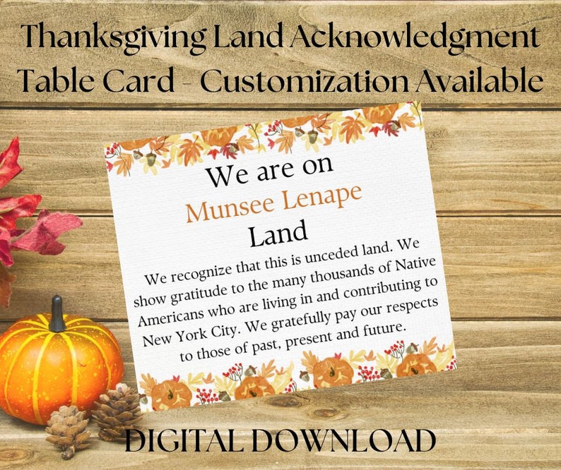 Thanksgiving Land Acknowledgment Table Card - Customization Available ...