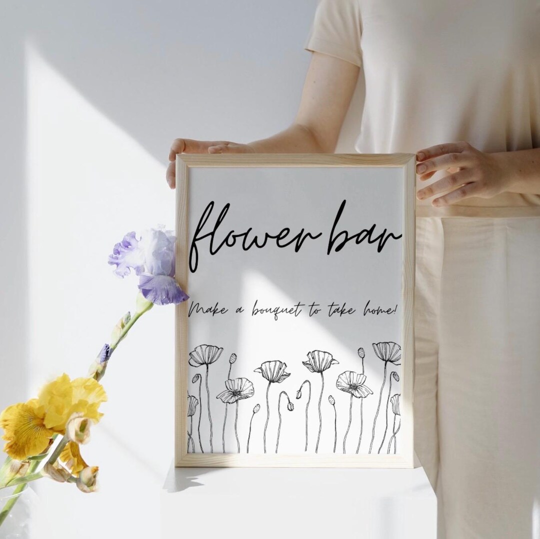 Flower Bar Bloom Sign, Instant Digital Download, Floral, Minimalist ...